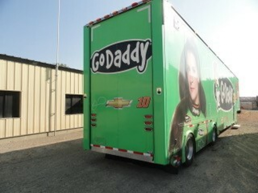 #582 - 2001 53 Foot Race GO Daddy Race team trailer | MAG Auctions
