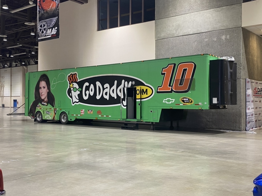 #582 - 2001 53 Foot Race GO Daddy Race team trailer | MAG Auctions