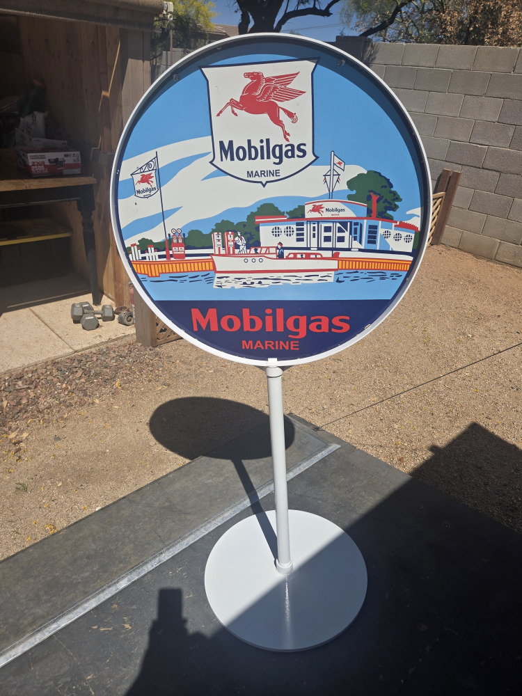 #M310 - Mobil Marine Lollipop Sidewalk Sign--Double Sided | MAG Auctions
