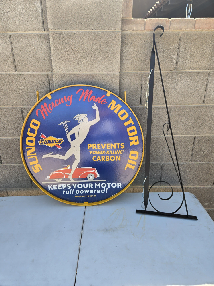 #M306 - Sunoco Mercury Made Mobil Oil-Double Sided Wall Hanging Sign ...