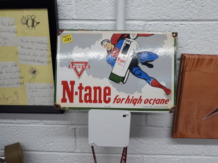 #Z011 - Porcelain CONOCO N-Tane for High Octane Round Sign | MAG Auctions